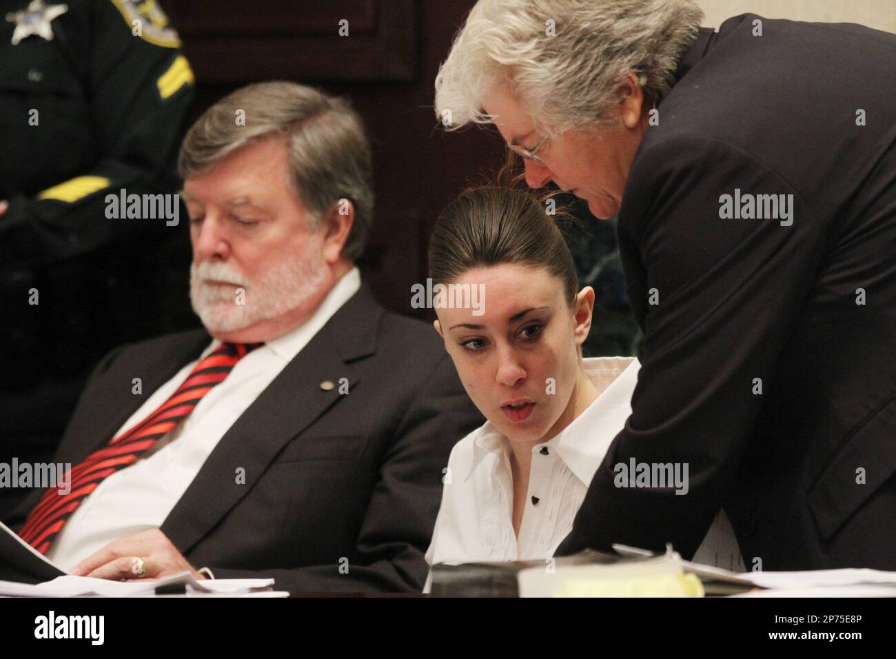 Casey Anthony, center, sits at the defense table with her attorneys ...
