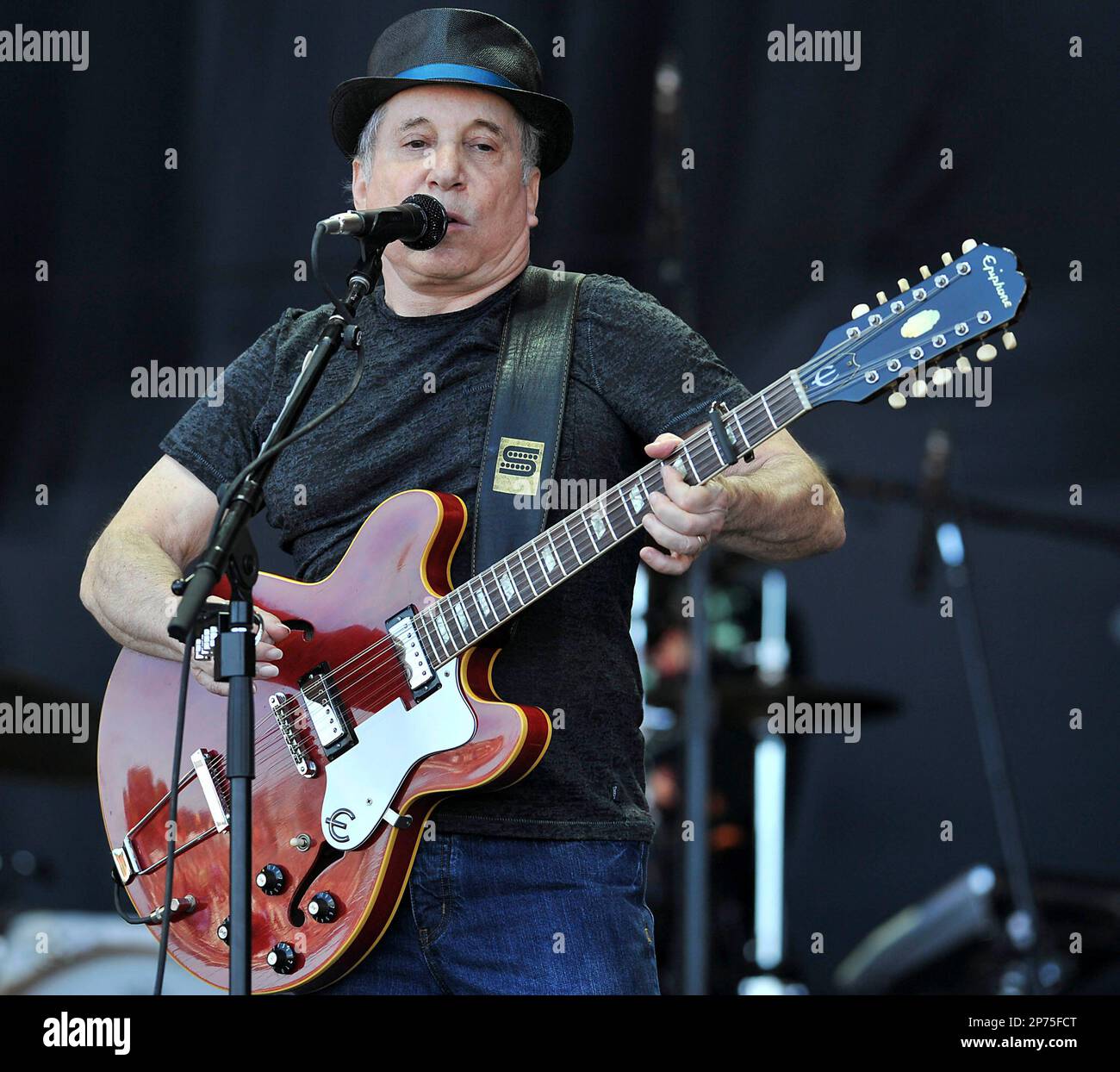 US singer Paul Simon performs on the Pyramid stage, at Glastonbury ...