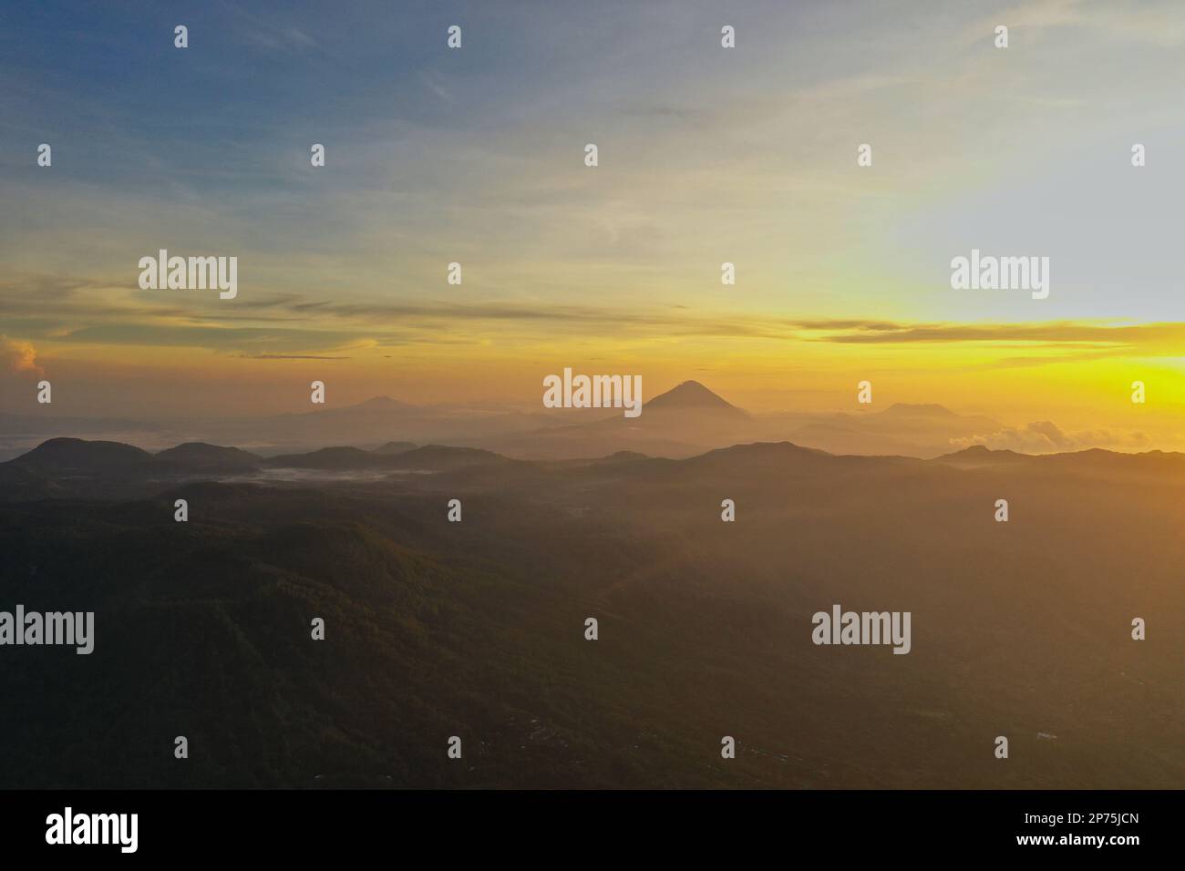 Epic sunrise on the top of the mountain Inerie on Flores, the sun ...