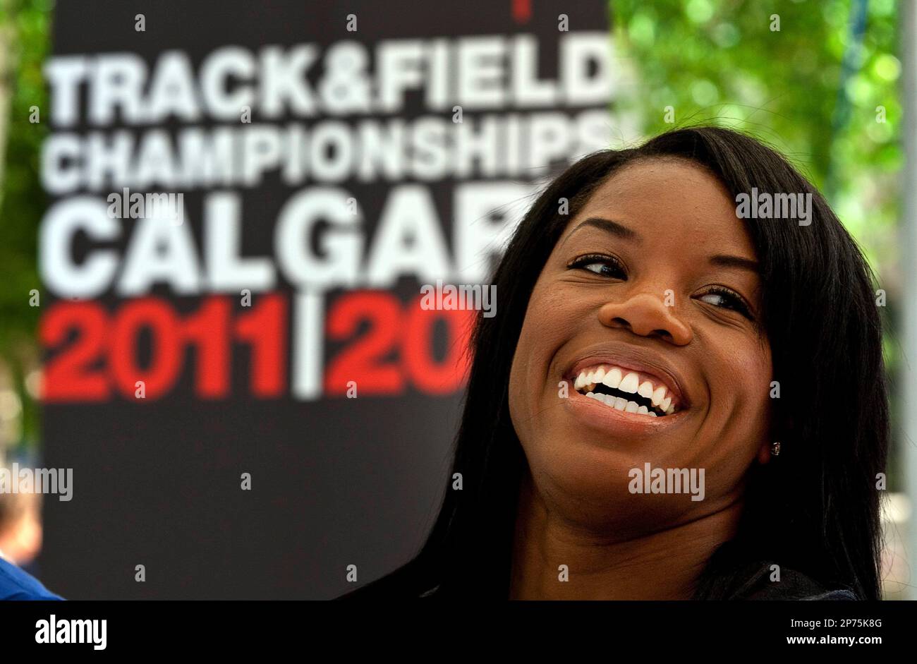 Hurdler and two-time Olympian Perdita Felicien, smiles at a news ...