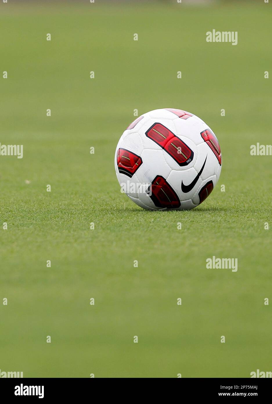A detail view of the CONCACAF soccer ball is seen on the field as the ...