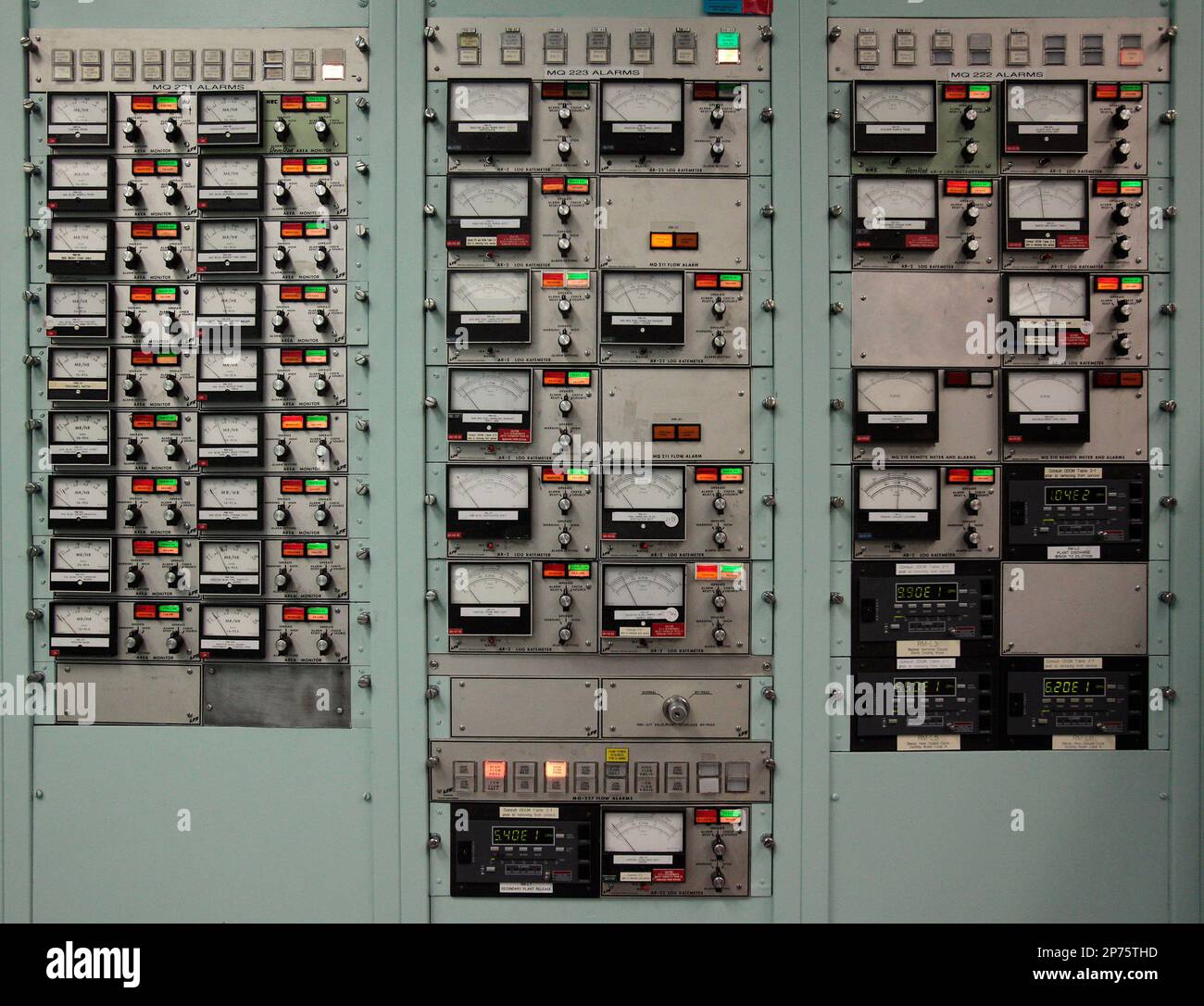 Radiation monitoring panel seen in the Control Room during a tour of ...