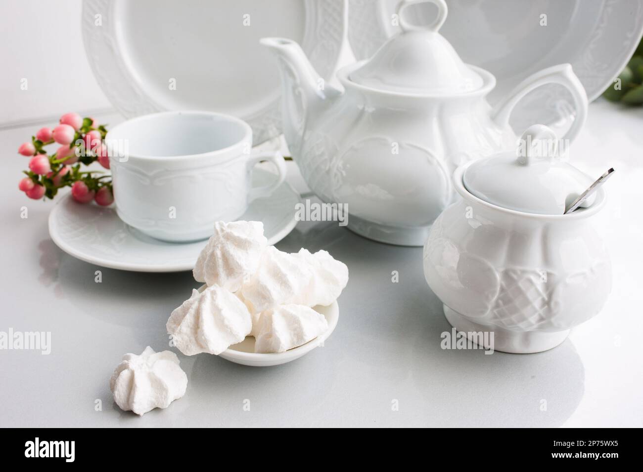 white luxury expensive porcelain tea set Stock Photo - Alamy