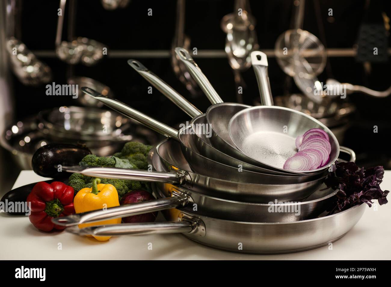professional kitchen utensils cooking food Stock Photo - Alamy