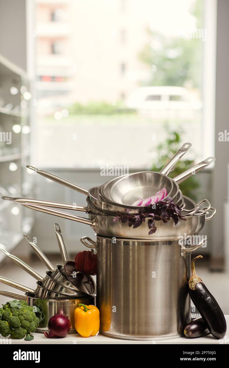 professional kitchen utensils cooking food Stock Photo - Alamy