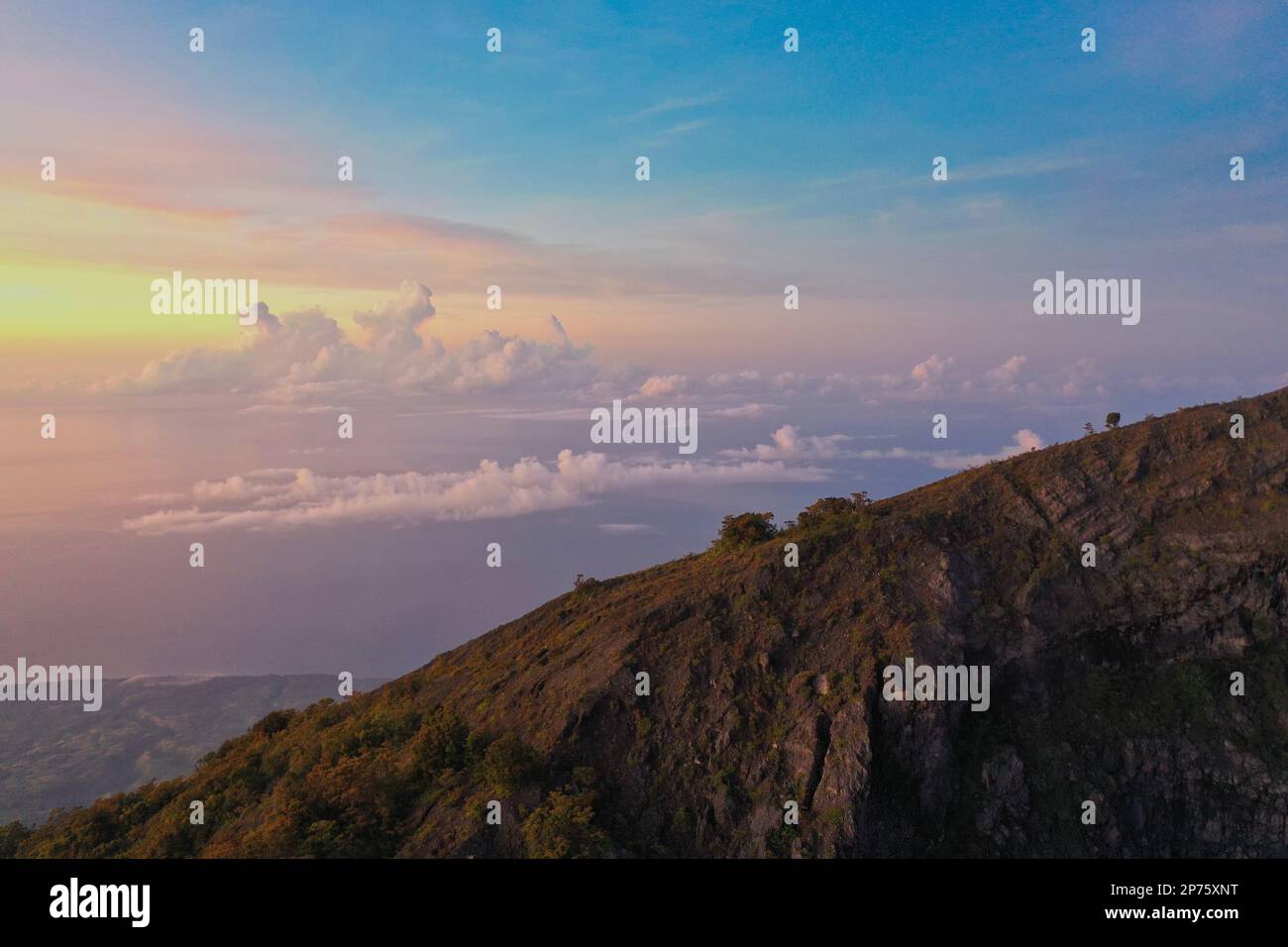 Epic view from the top of Mount Inerie on Flores, overlooking a ...