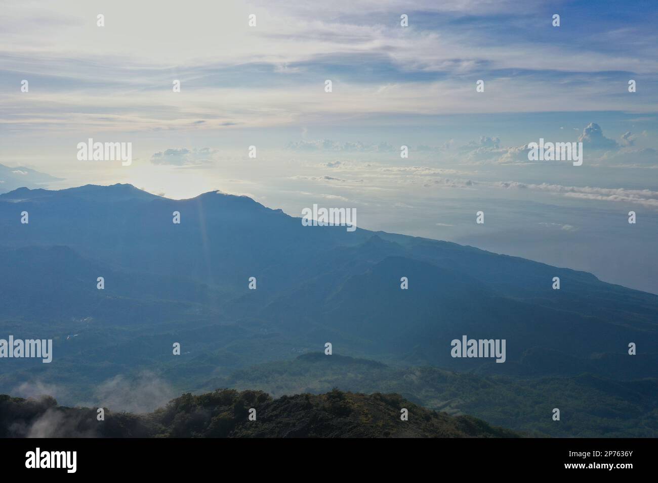 Epic view from the top of Mount Inerie on Fores, the view a green ...