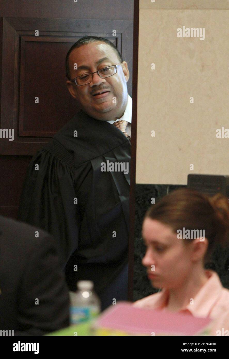 Judge Belvin Perry looks into the courtroom before the start of the ...