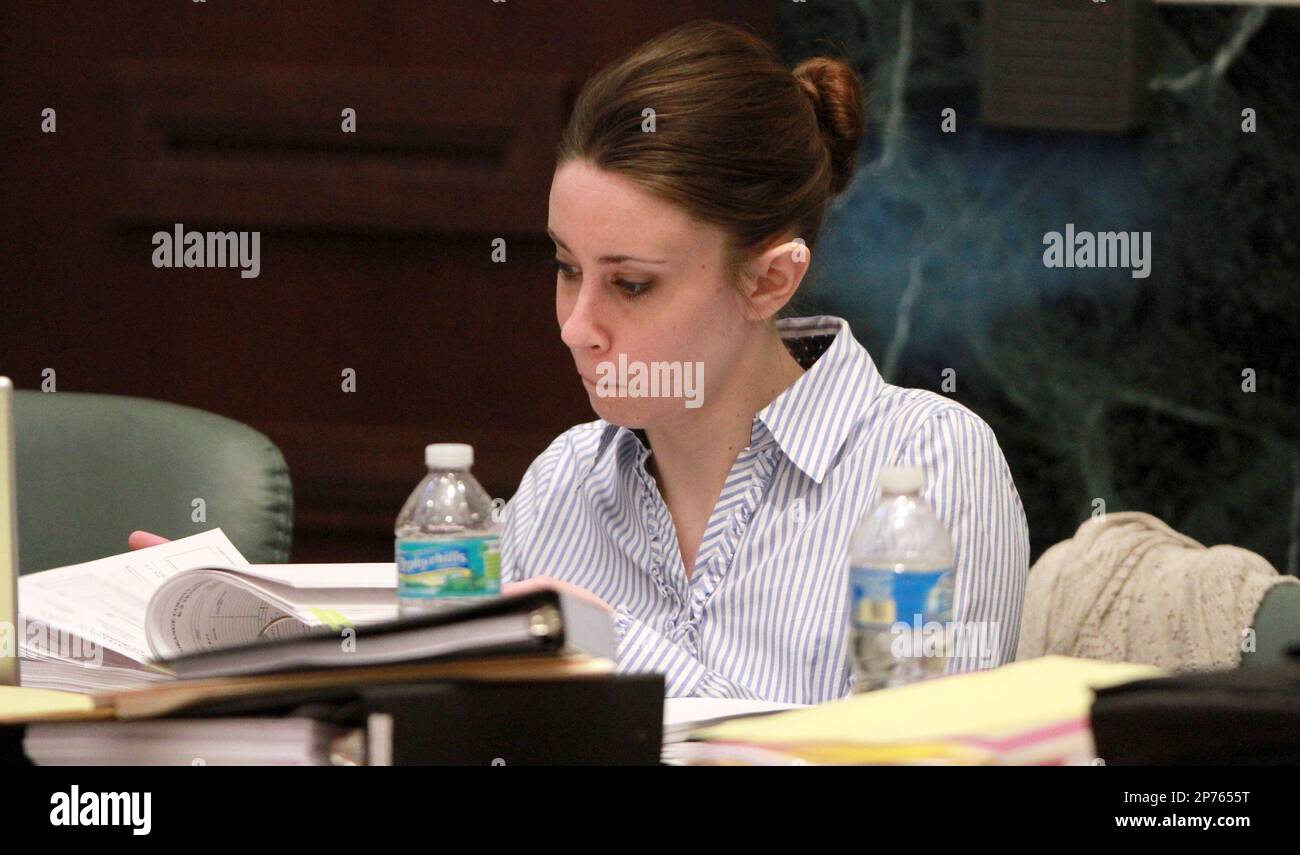 Casey Anthony looks over documents during her murder trial at the ...