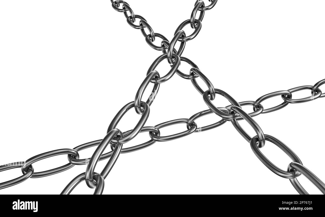 Strained chains from metal. Security and power concept Stock Photo - Alamy