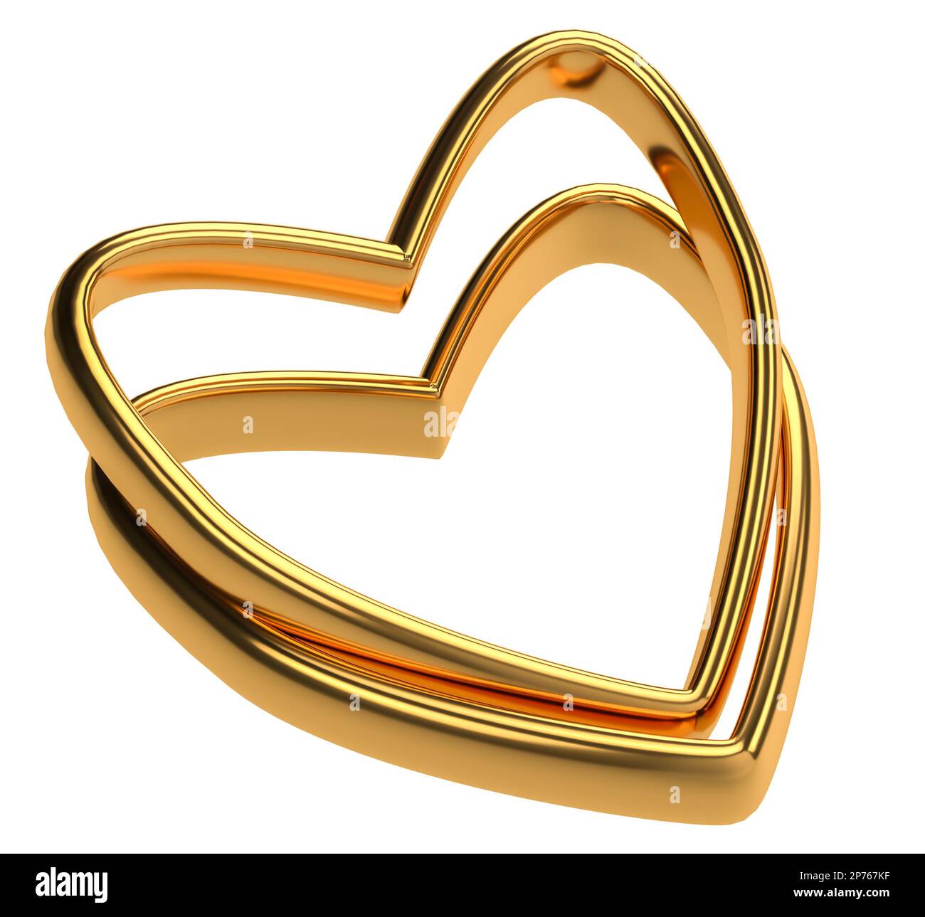 Heart with two connected gold wedding rings isolated Stock Photo - Alamy