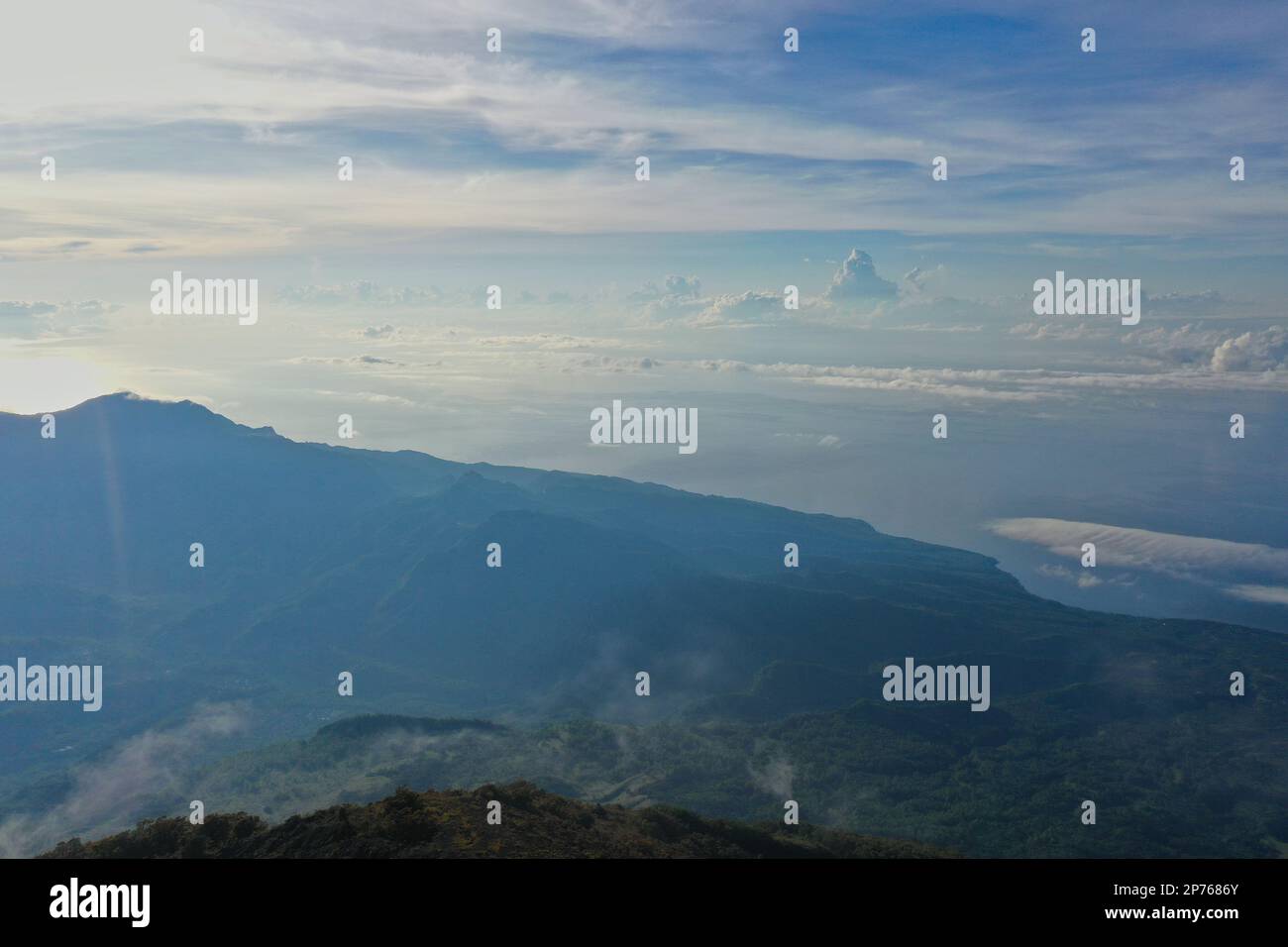 Epic view from the top of Mount Inerie on Fores, the view a green ...