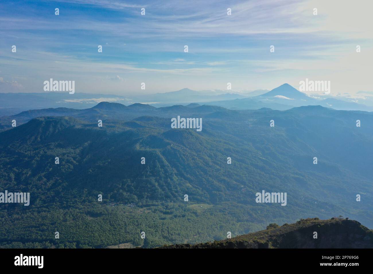 Epic view from the top of Mount Inerie on Fores, the view a green ...