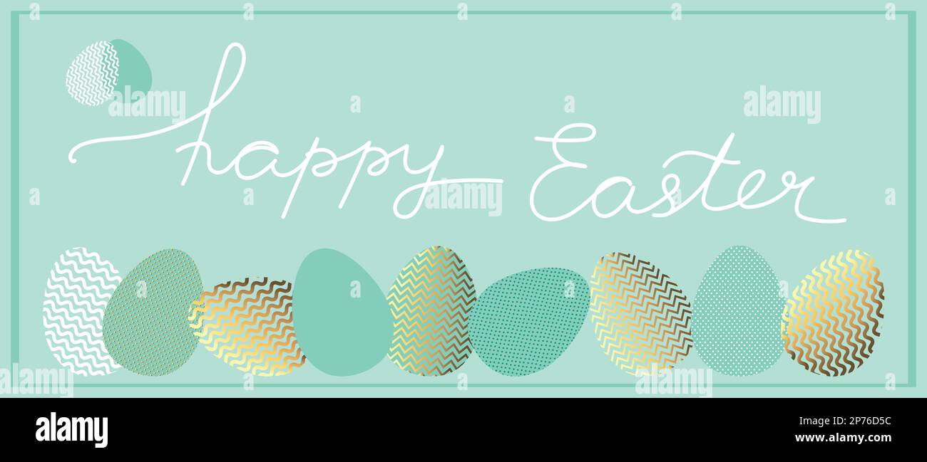Happy Easter greeting banner with fancy eggs and handwriting. Cute ...