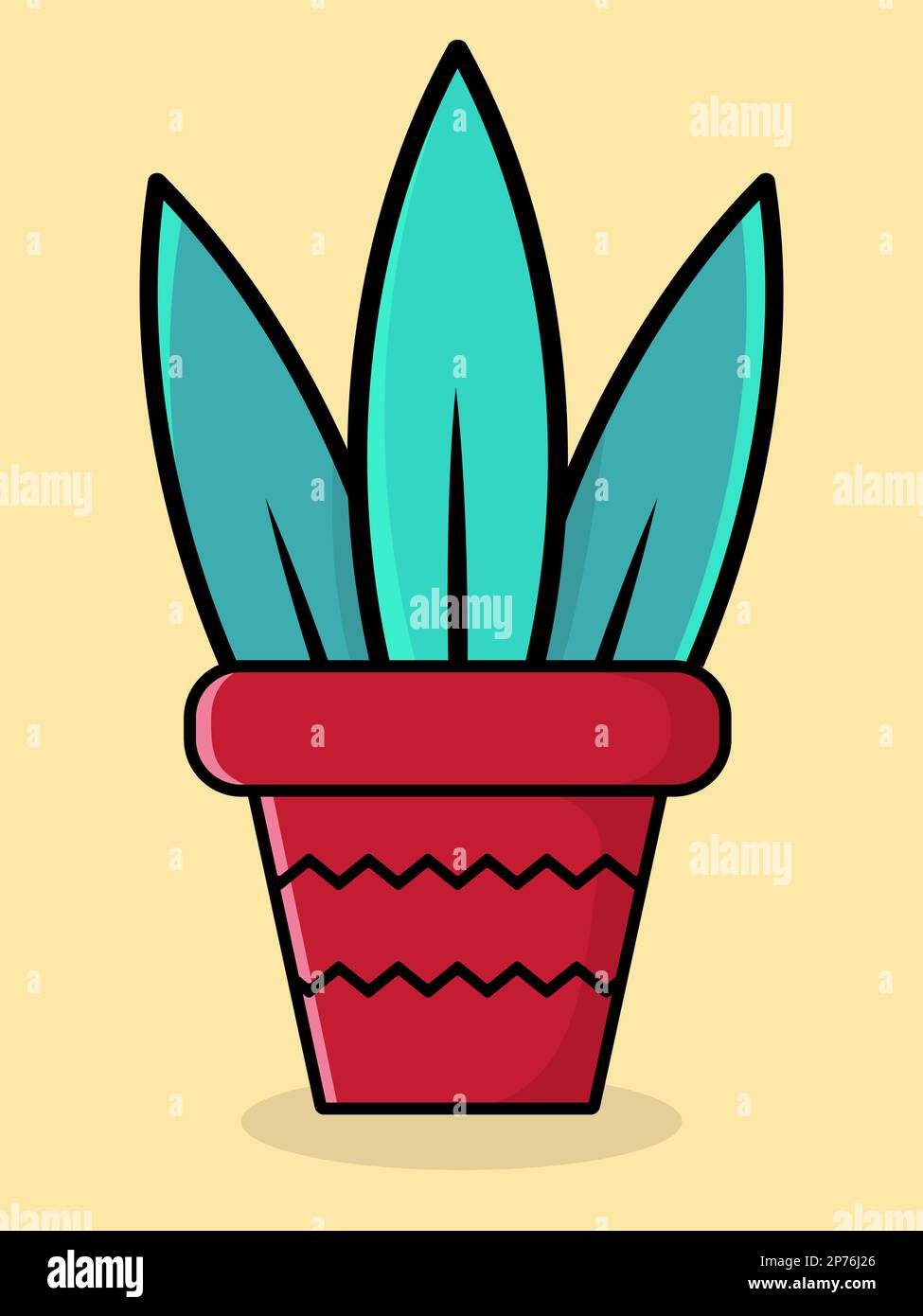 Cartoon flat flowering bush. Green plant in a red flower pot. Vector ...