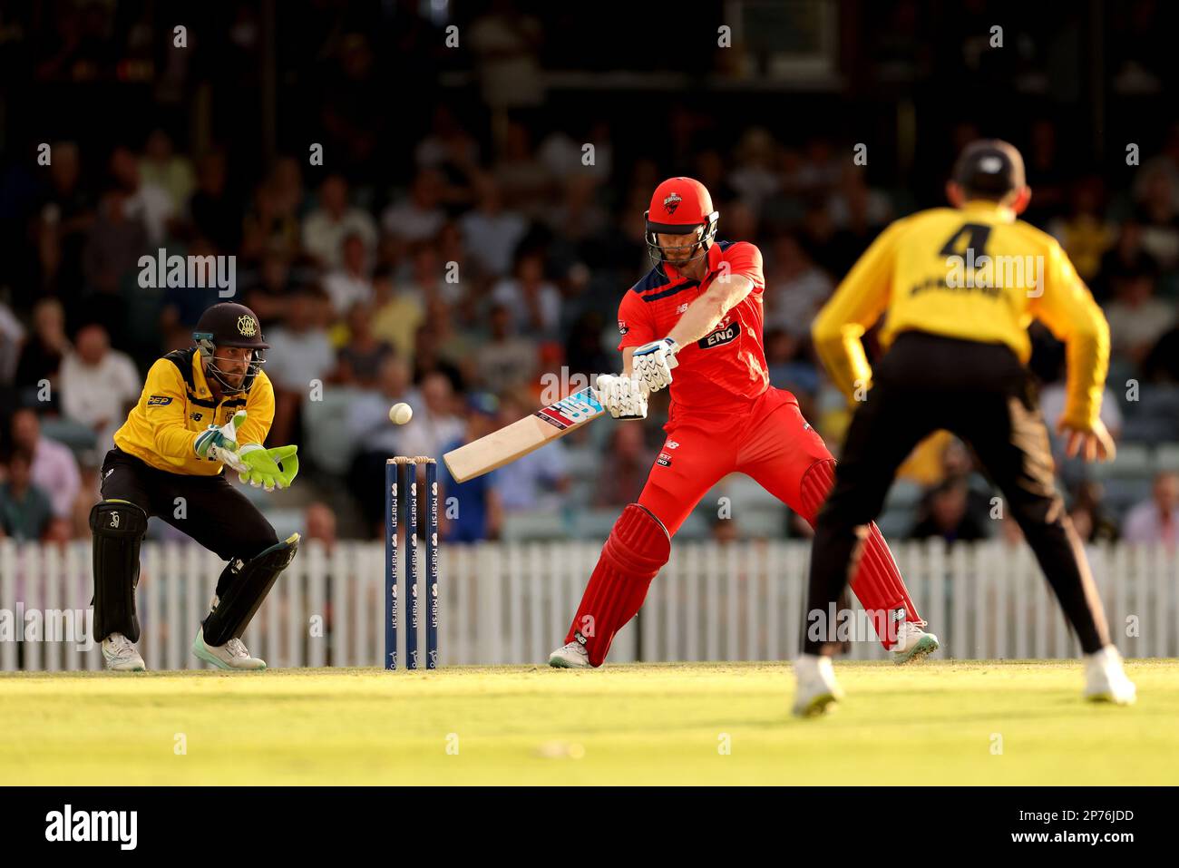 Nathan McAndrew of South Australia bats during the Marsh One-Day Cup ...
