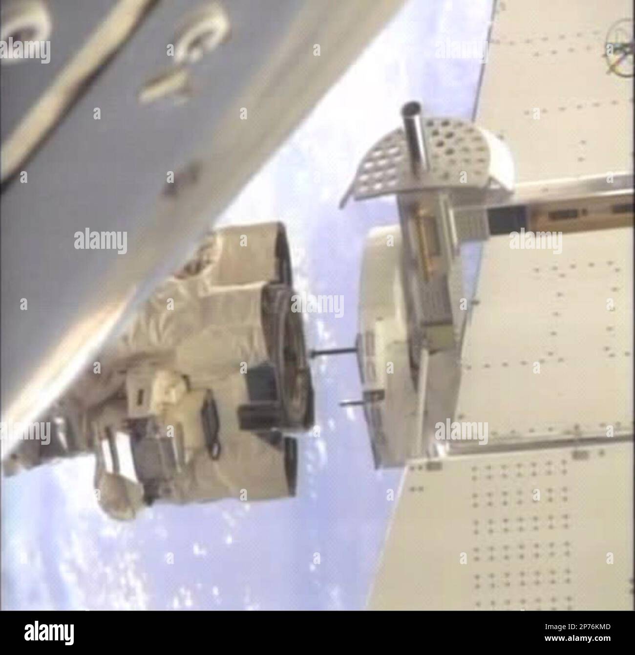 This image provided by NASA-TV shows the cosmic ray detector just prior ...
