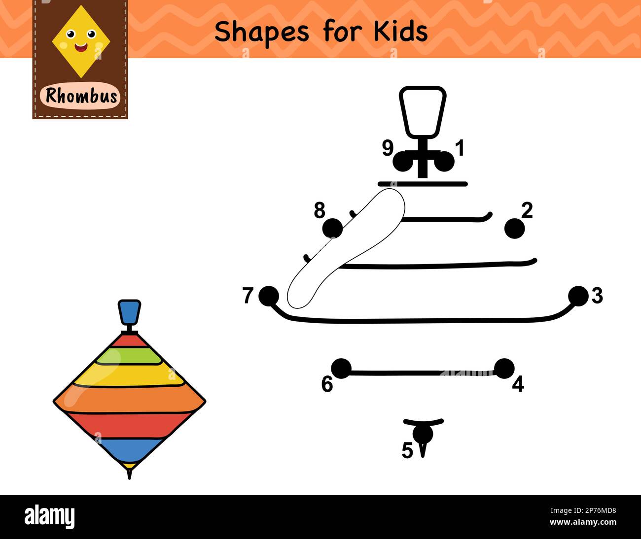 Dot to dot game for kids. Connect the dots and draw a cute whirligig ...