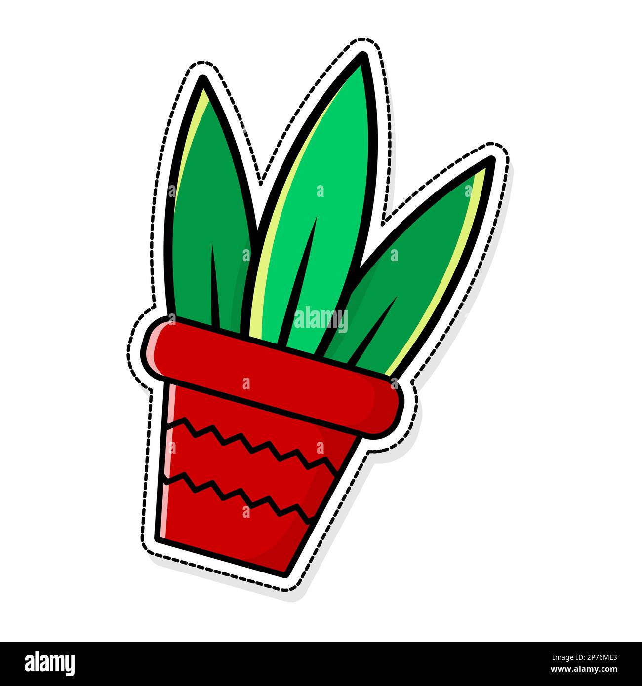 Cartoon flat flowering bush. Green plant in a red flower pot. Vector ...