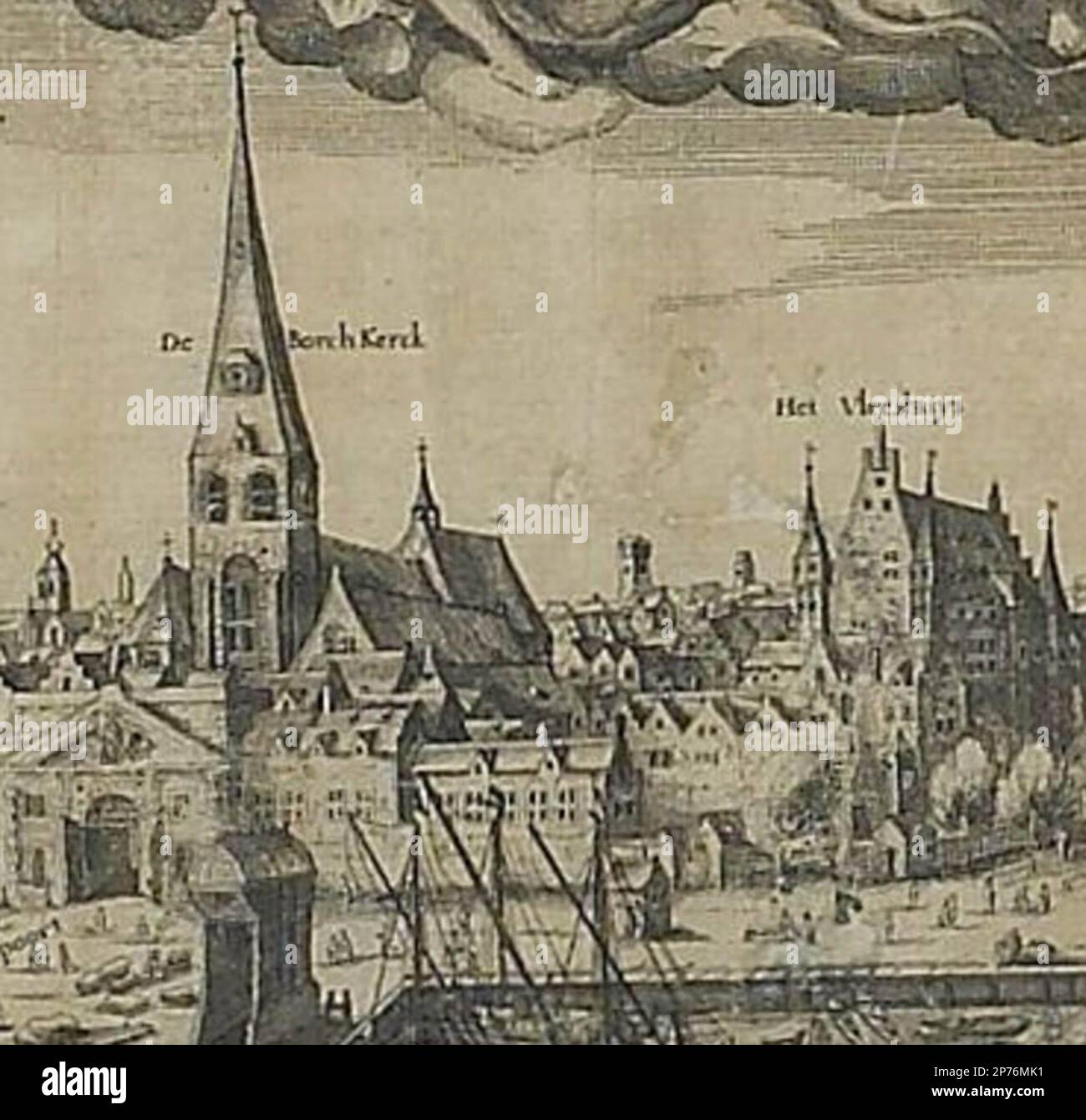 Panorama of Antwerp showing St Walburga Church, early 17th c Stock ...