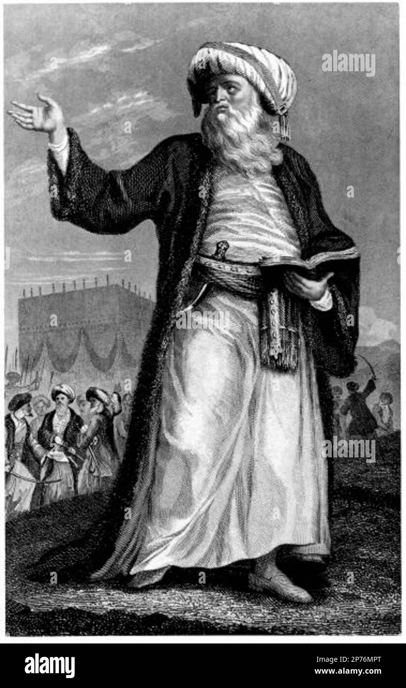 Illustration of Mohamed, the prophet of Islam, holding an open book ...