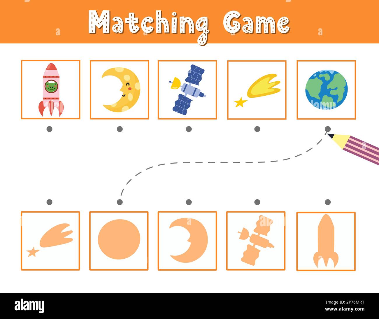Find the correct shadow matching game with cute space characters and ...