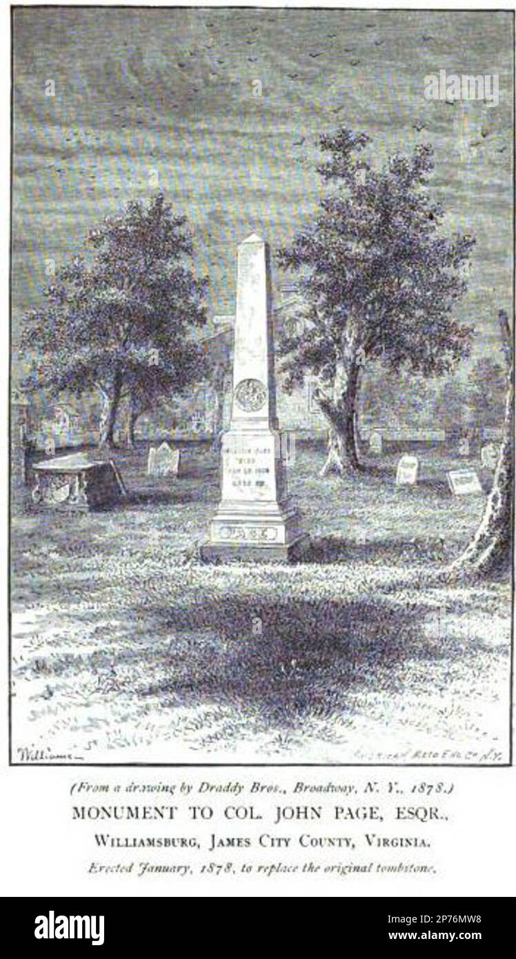 Monument to Col. John Page, Bruton Parish Churchyard Stock Photo - Alamy