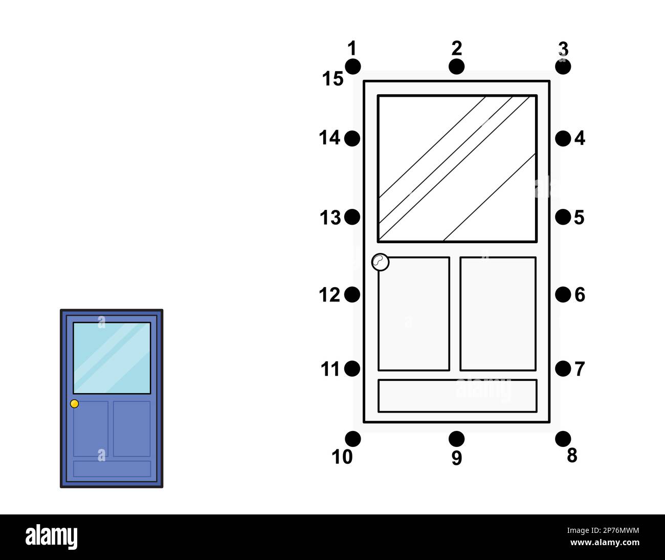Dot to dot game for kids. Connect the dots and draw a door worksheet ...