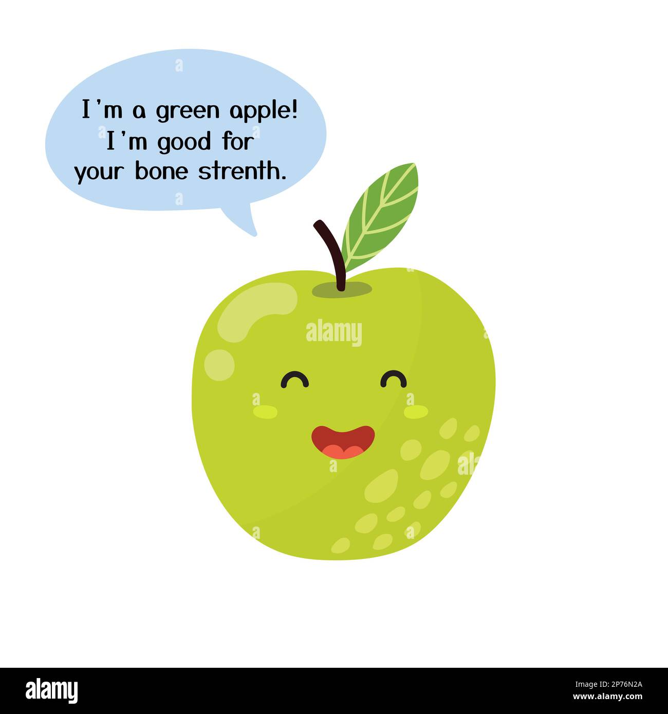 Cute Green Apple Cartoon