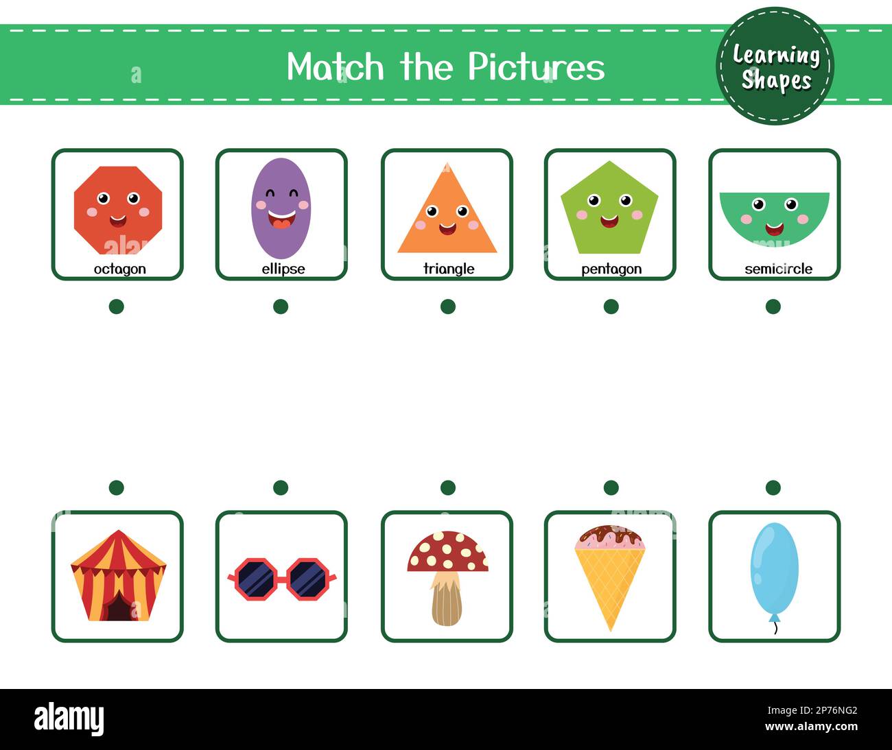 Match the shapes with objects game for kids. Learning shapes activity ...