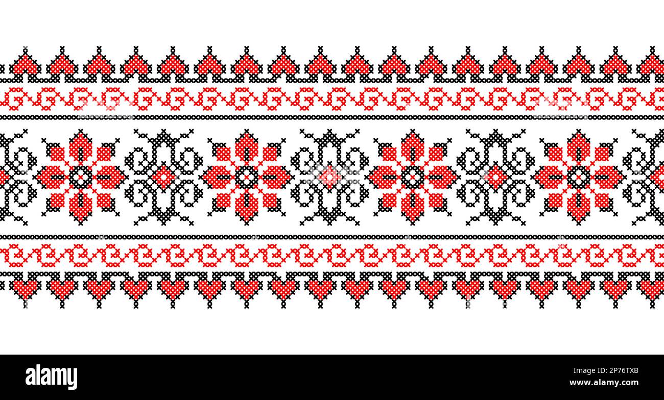 Ukrainian vyshyvanka pattern. Vector floral ornament, border. Ukrainian ...