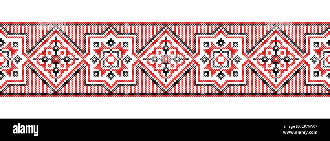 Ukrainian vyshyvanka pattern. Vector ornament, seamless border. Folk ...