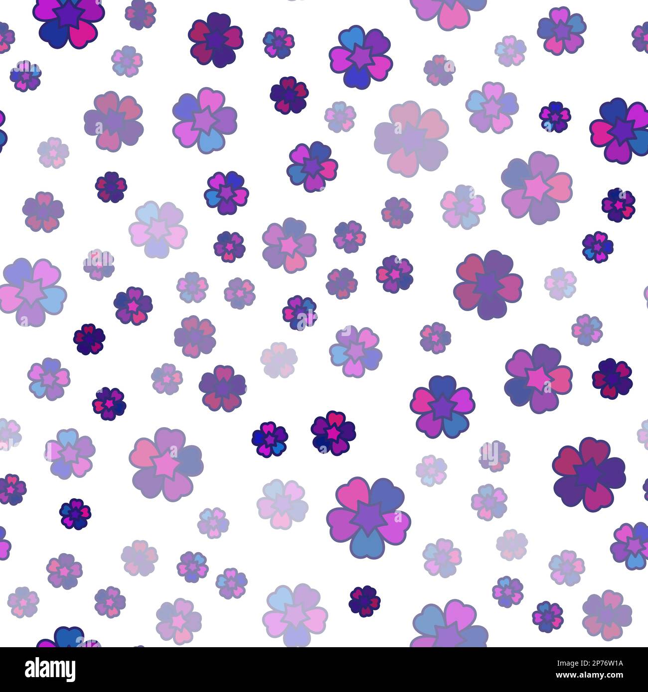 Seamless repeating pattern of purple lavender flowers on a white ...