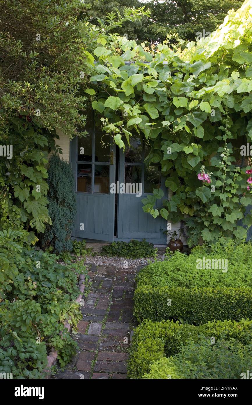 English cottage garden border Stock Photo - Alamy