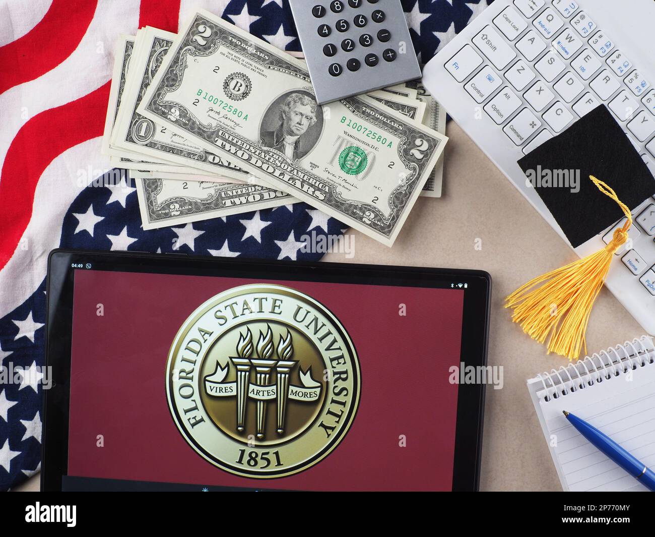 In this photo illustration, Florida State University logo seen ...