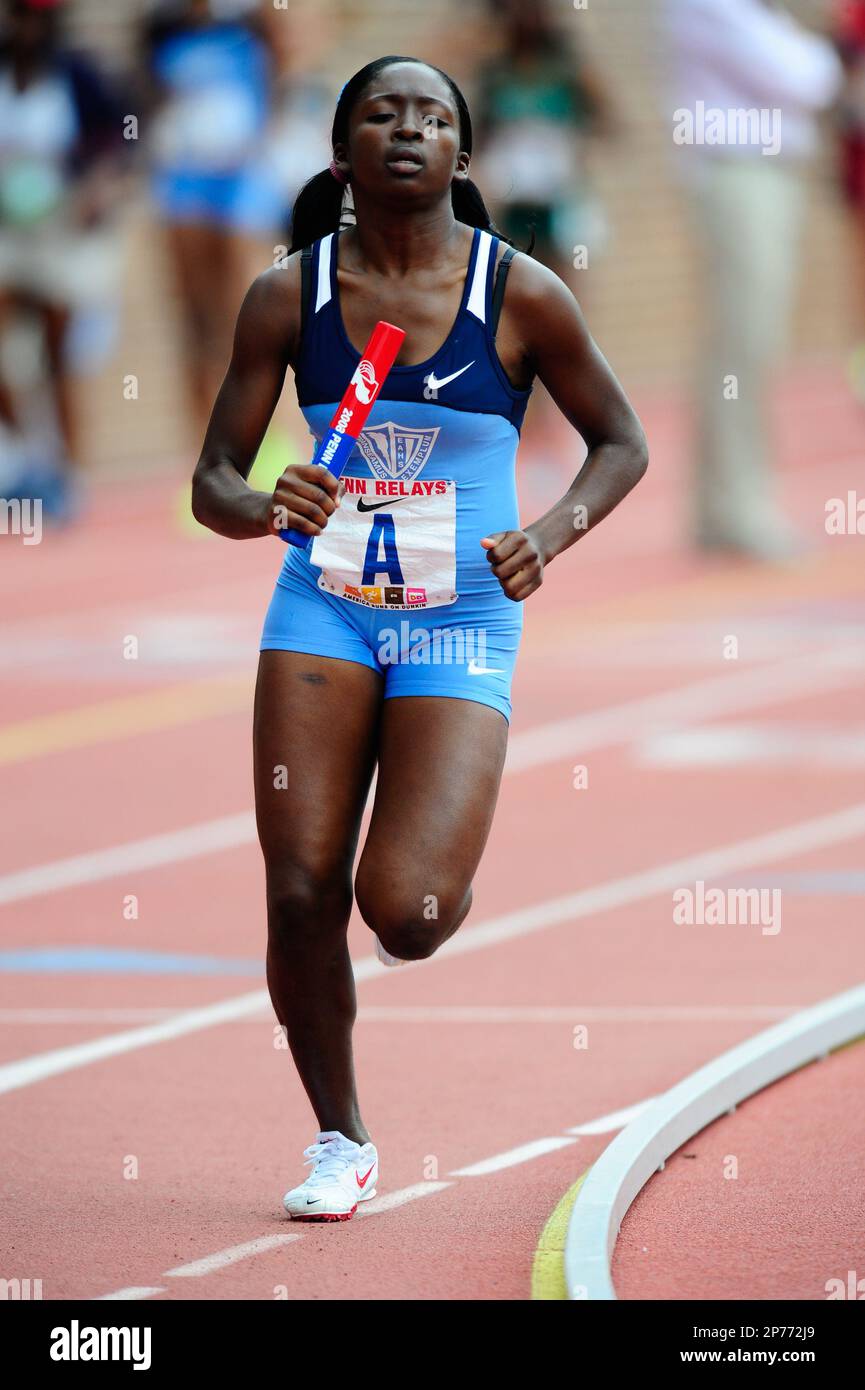 April 30, 2011 Carla Thompson of Edwin Allen High School leads during ...