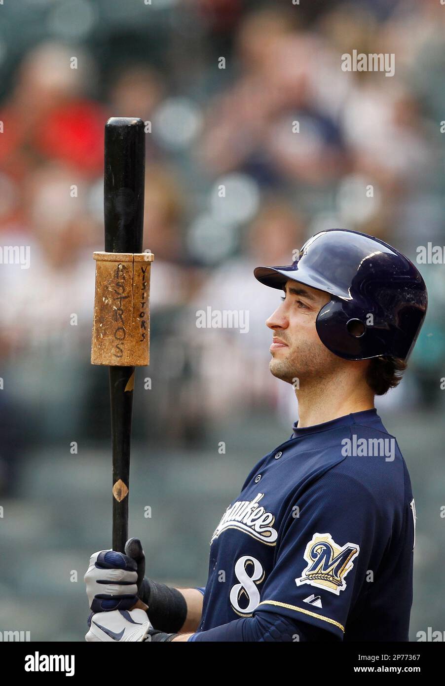 Milwaukee Brewers left fielder Ryan Braun (8) looks on during an MLB ...