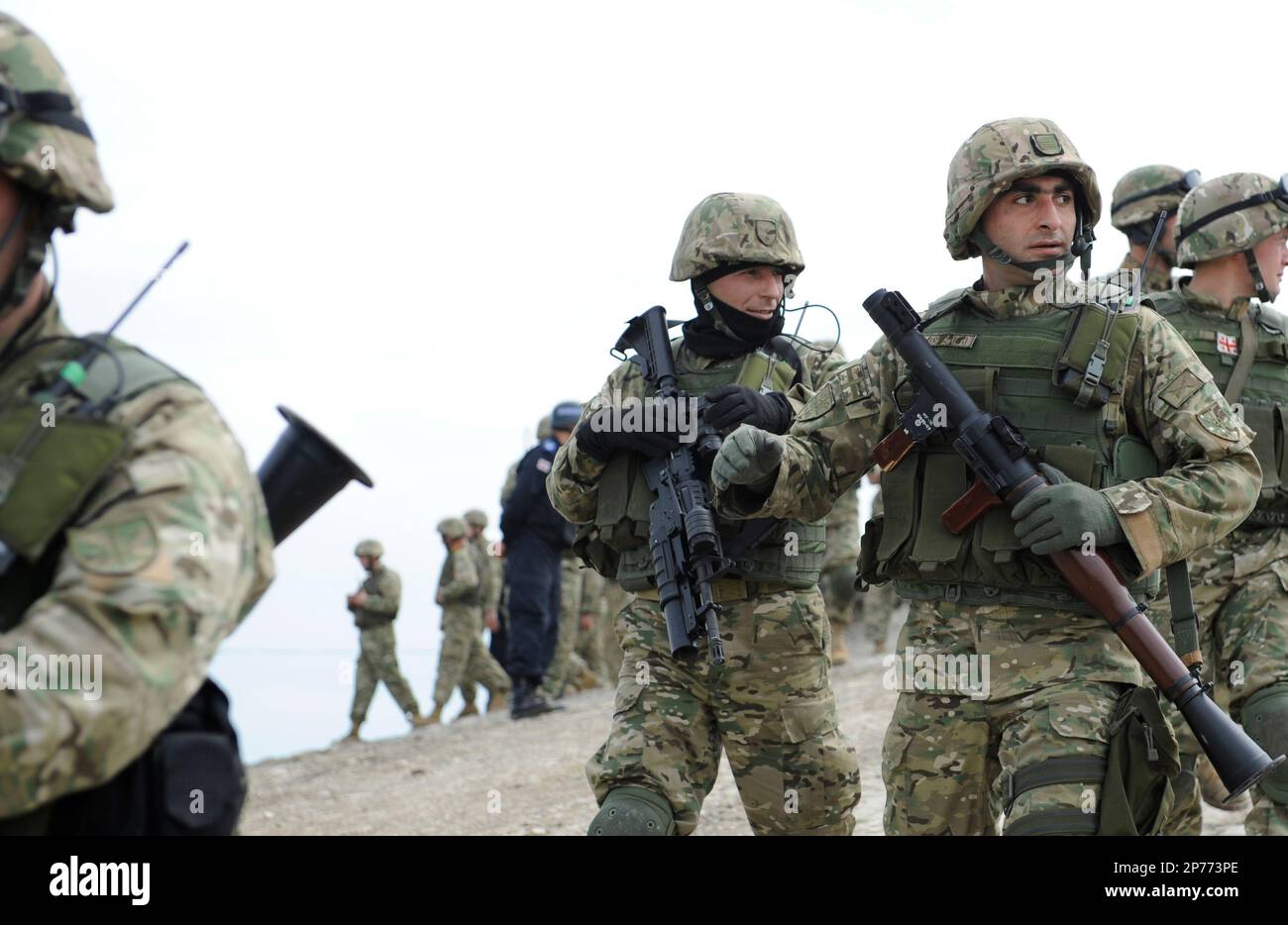 Georgian soldiers train during Georgian army military exercises at the ...