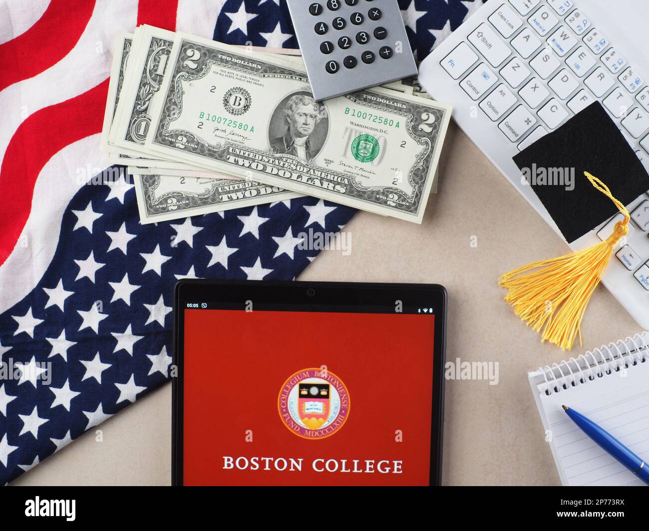 In this photo illustration, Boston College logo seen displayed on a ...