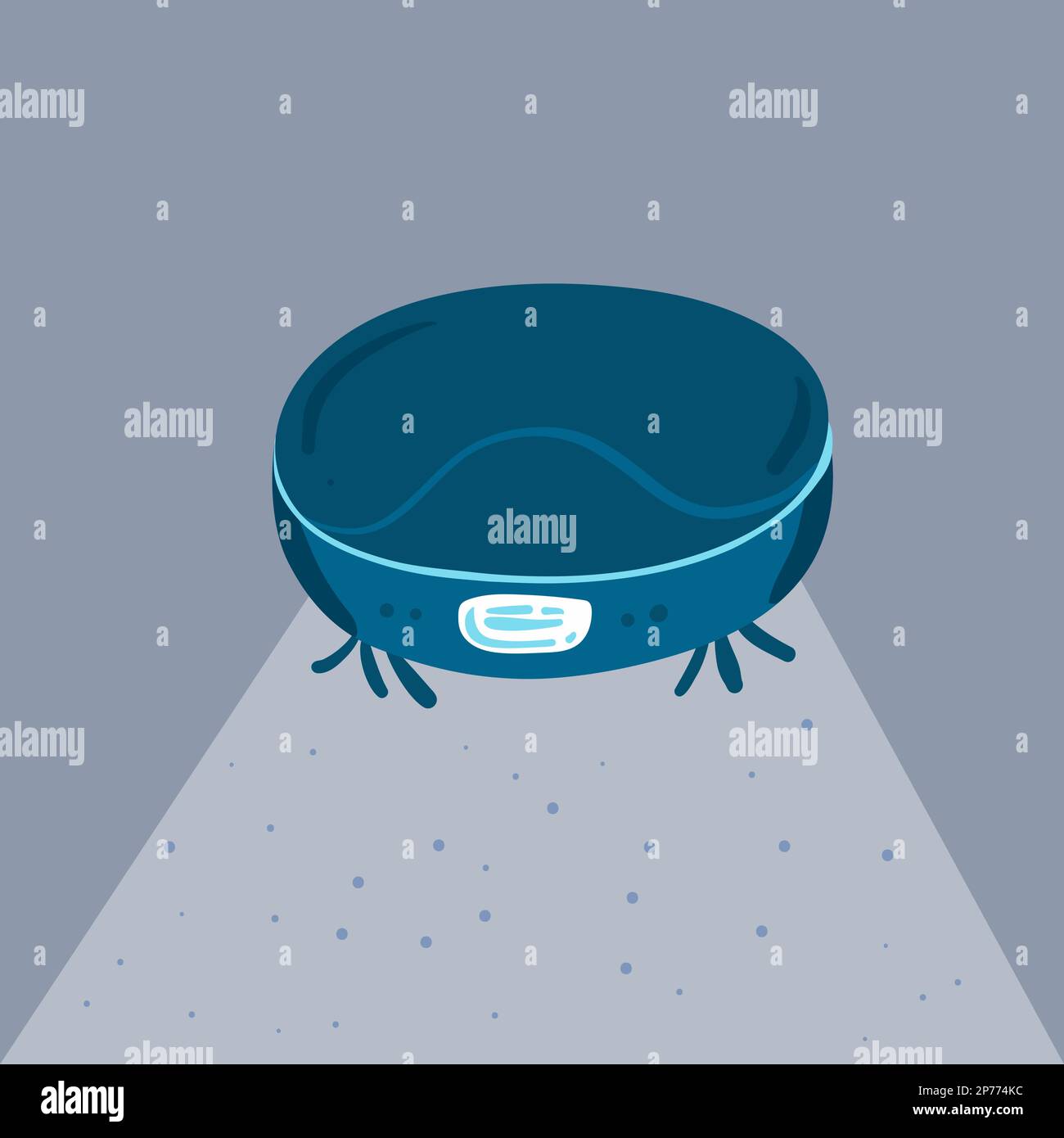 Automatic Cleaner that is Vacuuming Wool on Floor Cartoon Flat Vector ...