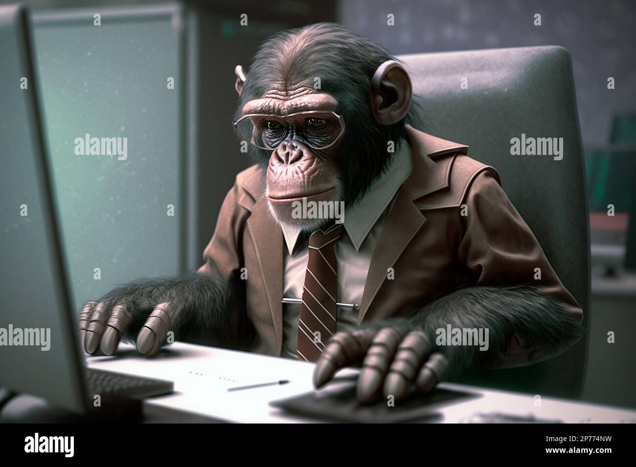 Monkey playing computer hi-res stock photography and images - Alamy