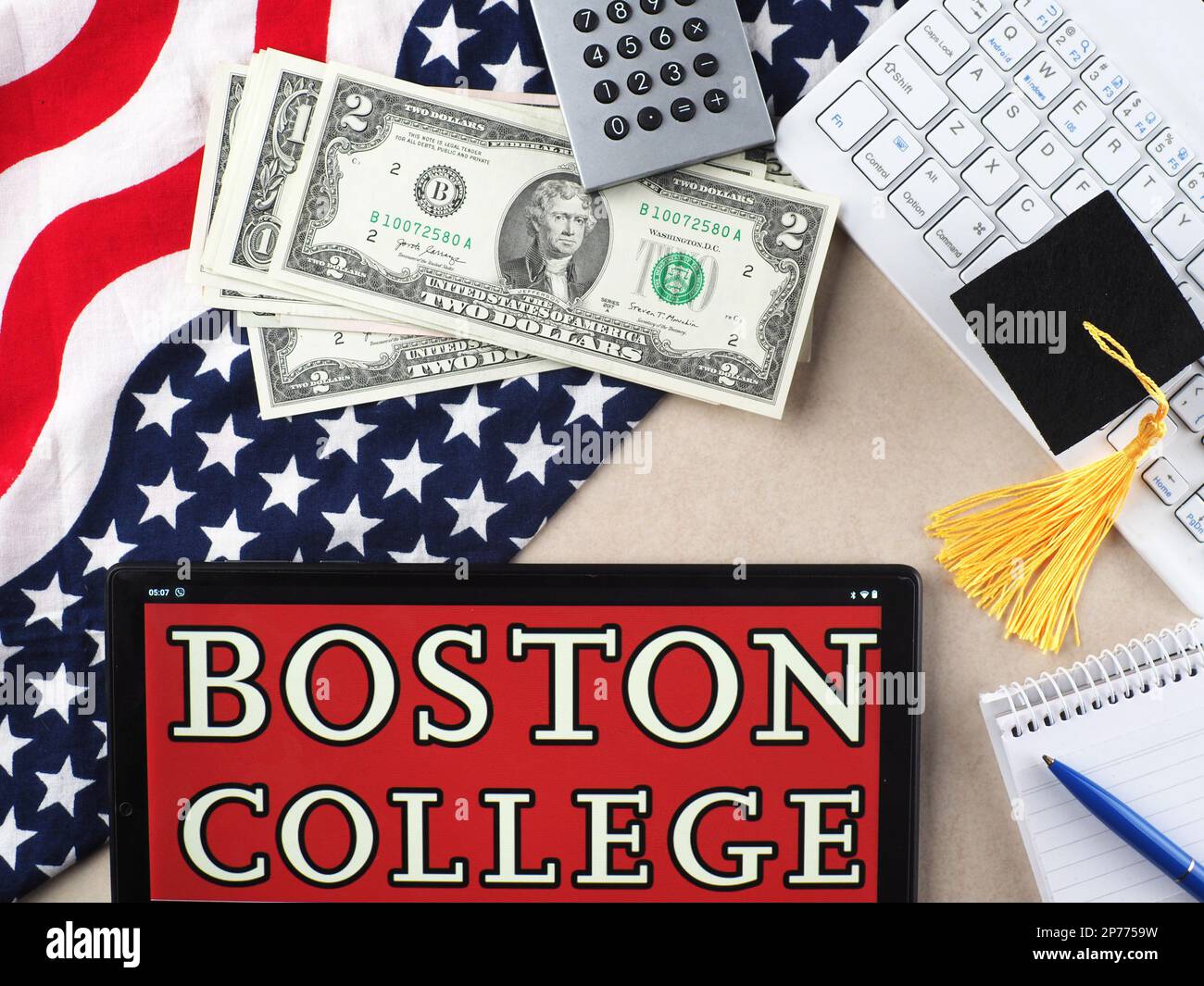 In this photo illustration, Boston College logo seen displayed on a ...