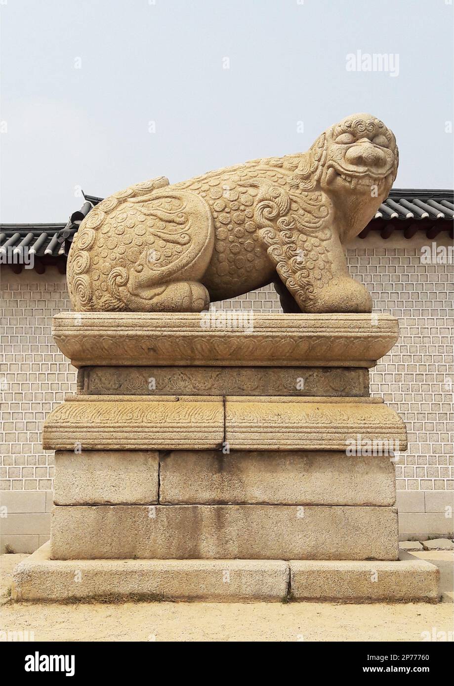 Seoul, South Korea - May 2022: Haechi, also called haetae, is a famous ...