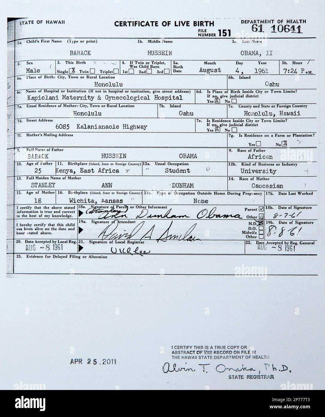 This handout image provided by the White House shows a copy of the long ...