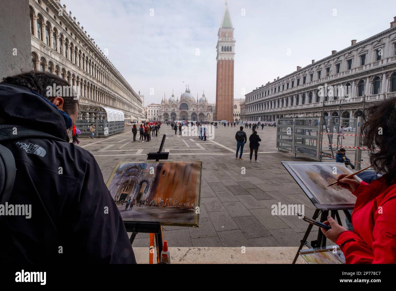 Street artist painting in Piazza San Marco, Venice, Italy Stock Photo ...
