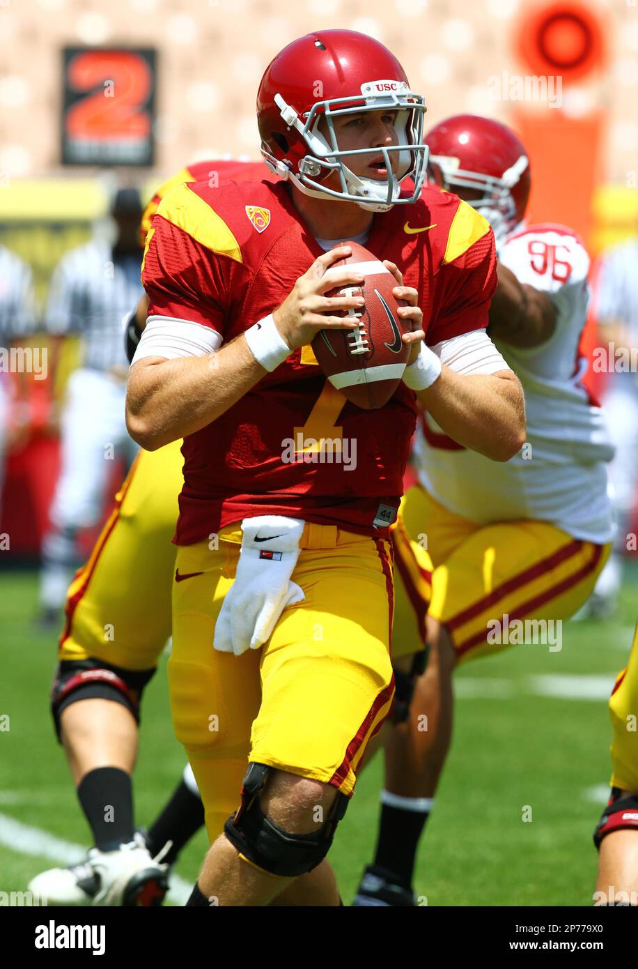 USC Trojans quarterback Matt Barkley (7) sets up to pass during an NCAA ...