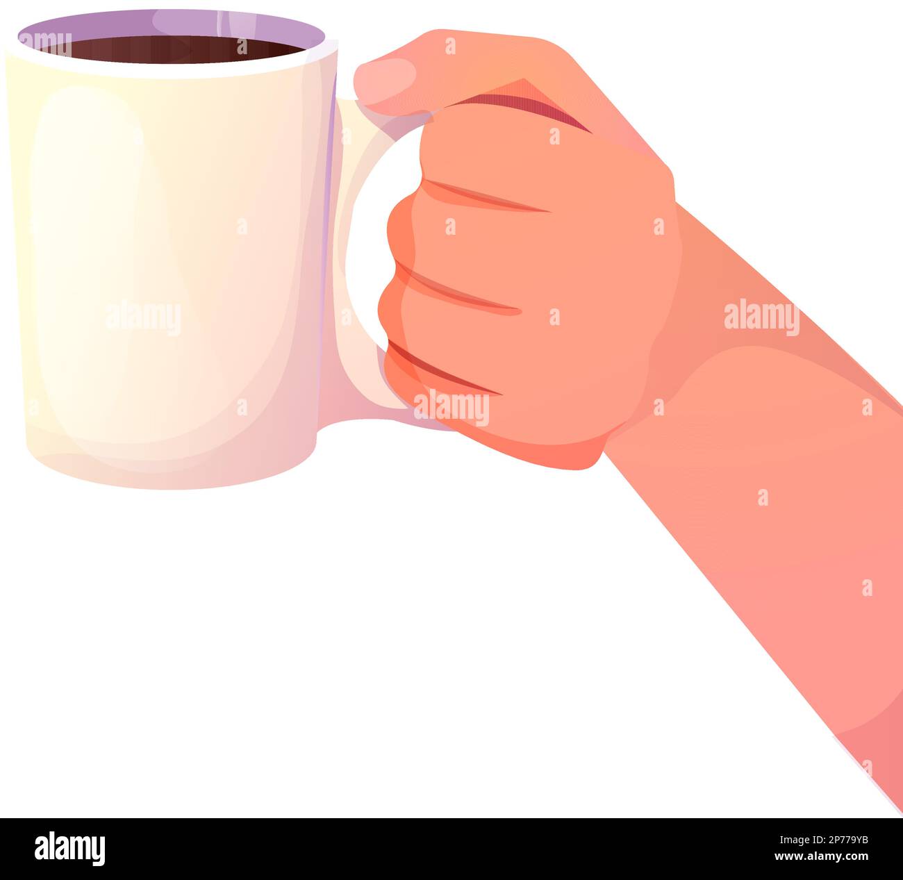 Hand holding cup of coffee in cartoon style isolated on white ...