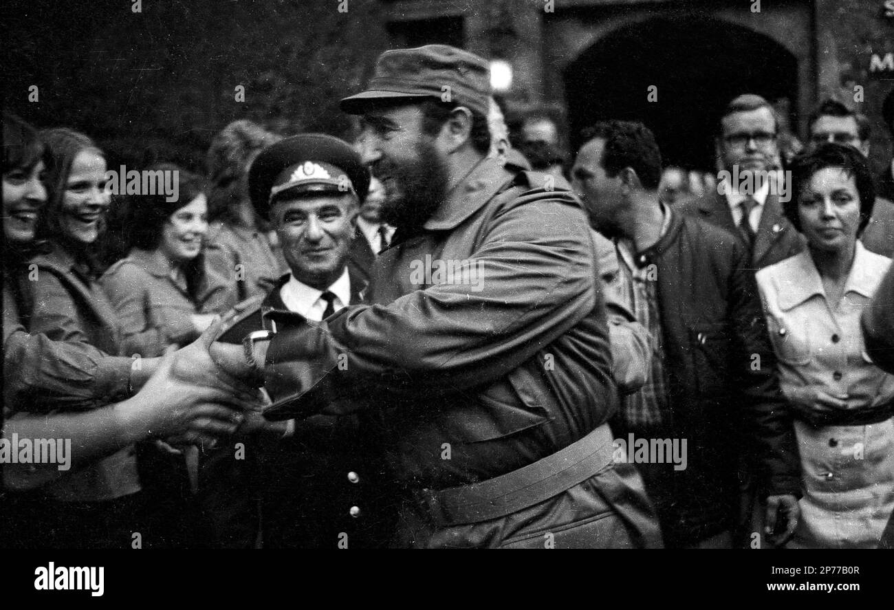 Cuban leader Fidel Castro, center, is greeted during a tour of the ...