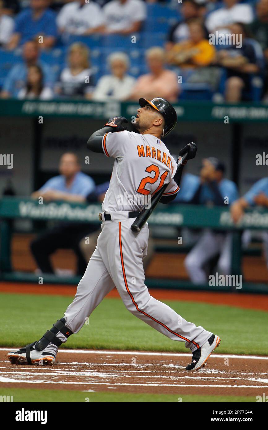 Baltimore Orioles Nick Markakis plays in a game against the Tampa Bay ...