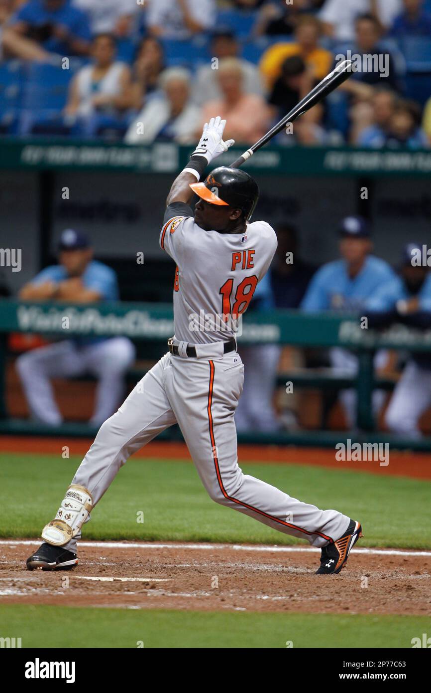 Baltimore Orioles Felix Pie plays in a game against the Tampa Bay Rays ...